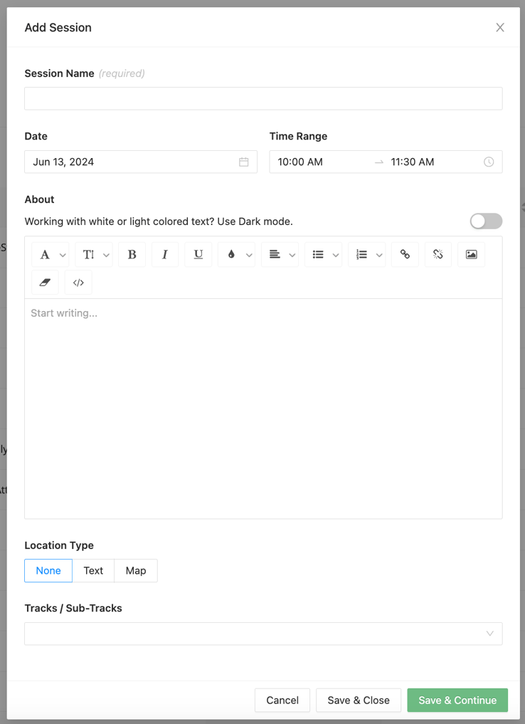 Sessions: Learn How to Create Sessions for your Agenda