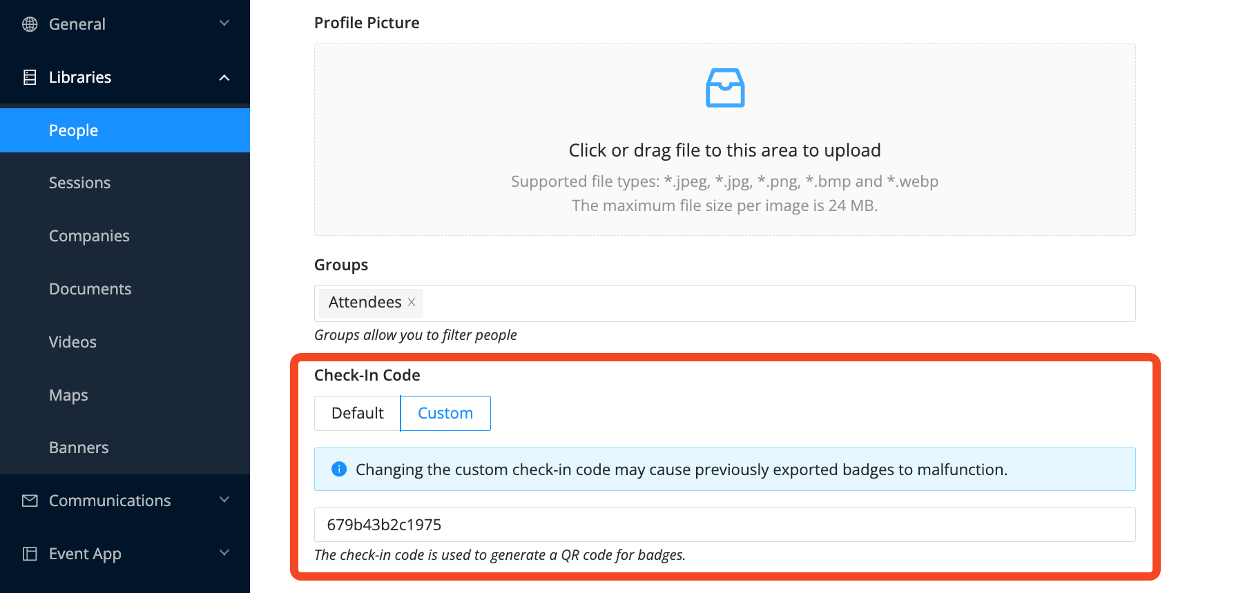 Check-in Codes - Registration to Event App