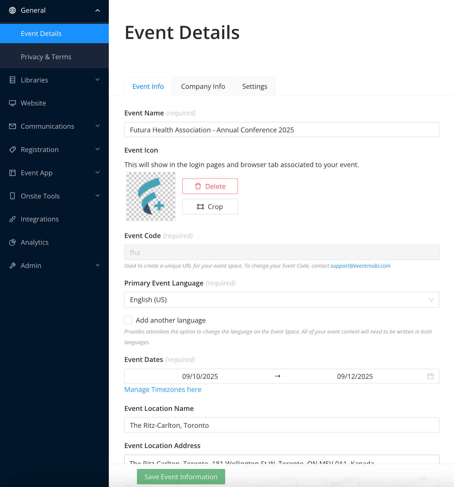 Event Details: Setting Up Key Event Information