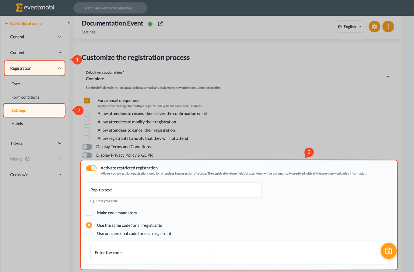 How to set up invitation only registration