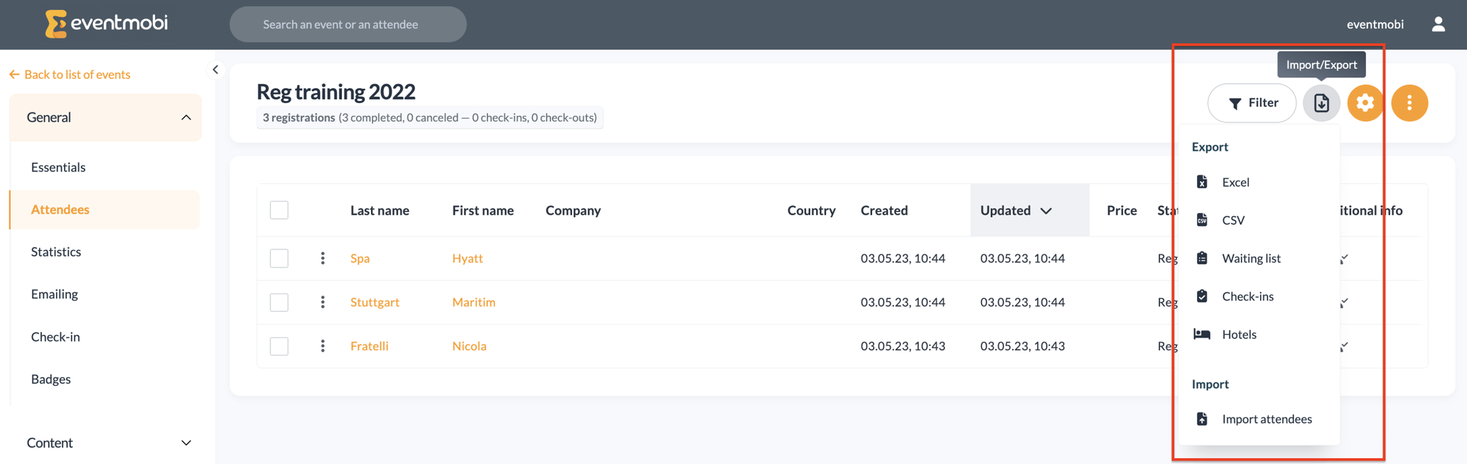 How To Export Attendee Information