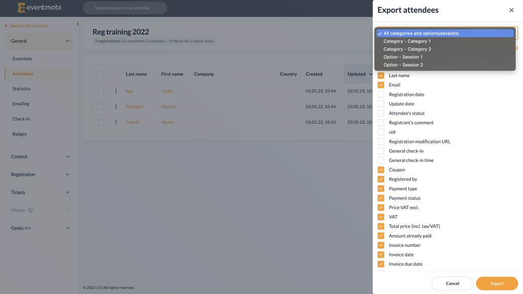 How To Export Attendee Information