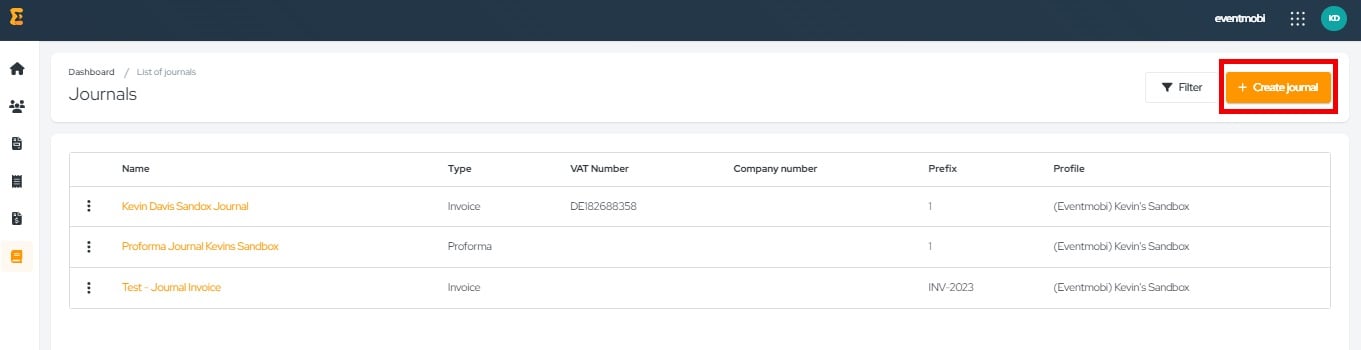 Invoice module: Journals