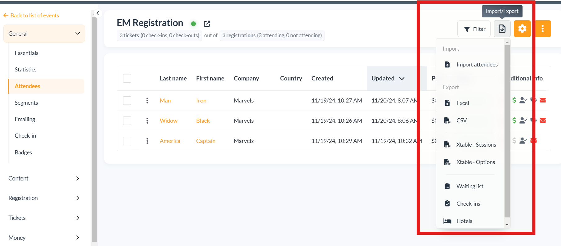 How To Export Attendee Information