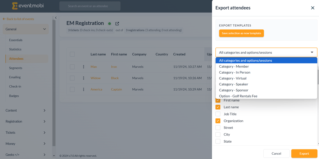 How To Export Attendee Information